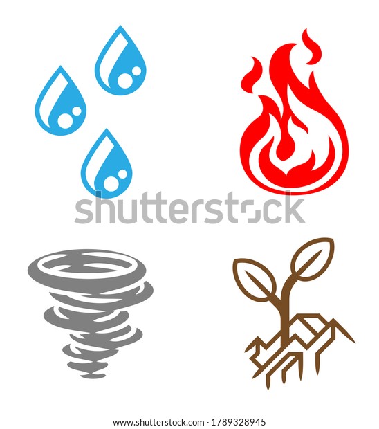 Four Elements Icon Set Icons Each Stock Illustration 1789328945 ...