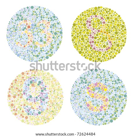 Four Examples Test Ishihara Letters Numbers Ilustración de ...