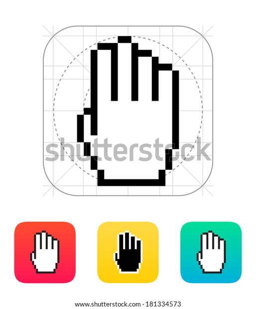 Four Fingers Pixel Hand Cursor Icon Stock Illustration 181334573 ...