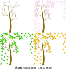 Cartoon Illustration Representing Cycle Four Seasons Stock-vektor ...