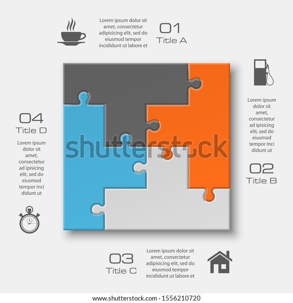 Four Sided 3d Square Puzzle Presentation Stock Illustration 1556210720 ...