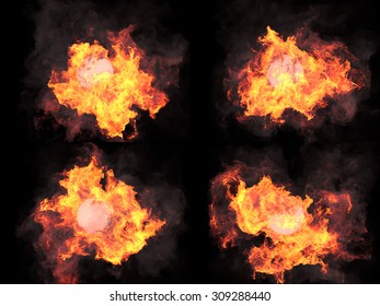 Four Version Ball Fire Sphere Fire Stock Illustration 309288593