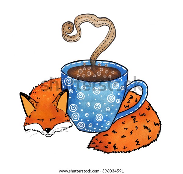 Fox Tea Fox Illustration Stock Illustration 396034591