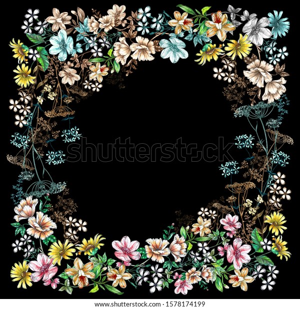 Frame Flower Pattern Border Design: ภาพประกอบสต็อก 1578174199 ...
