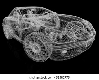 Framework Model Car On Black Background: стоковая иллюстрация, 51582775