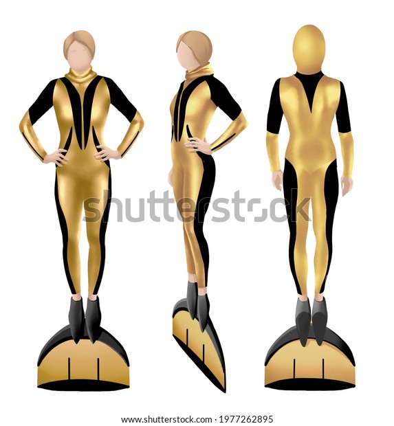Freediving Suits Scuba Divers Three Turns Stock Illustration 1977262895 ...