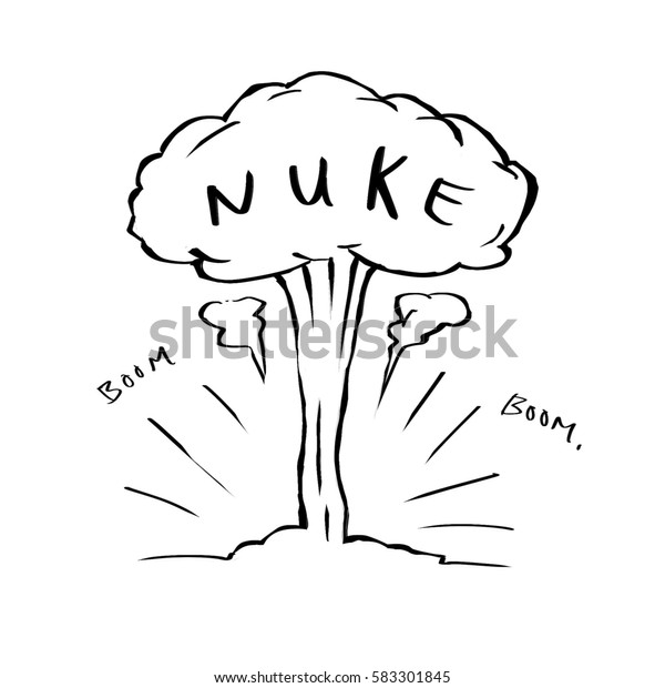 Freehand Simple Drawn Nuclear Explosion Digital Stock Illustration ...