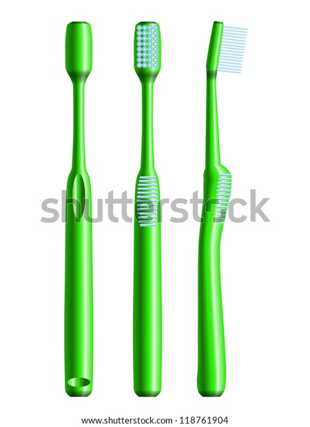 Front Side Back Views Green Toothbrush Stock Illustration 118761904 ...