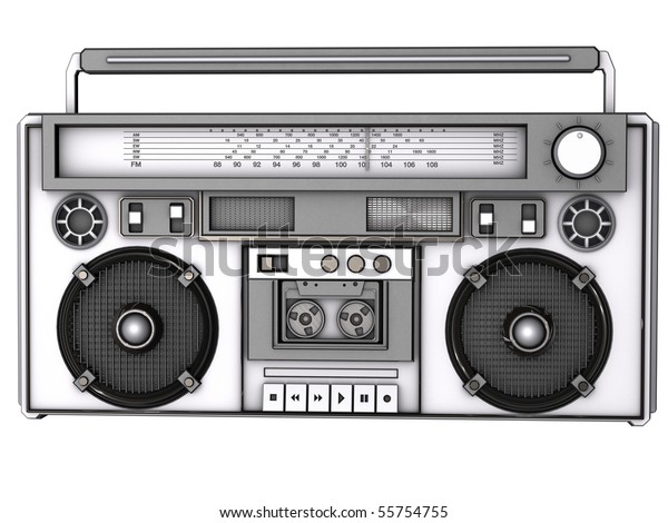 Front View 3d Boombox: стоковая иллюстрация, 55754755 | Shutterstock