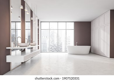 Front View Bathroom Interior White Tub Stock Illustration 1907520331 ...