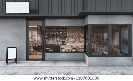 Front View Cafe Shop Restaurant Design 스톡 일러스트 1107001685 - Shutterstock