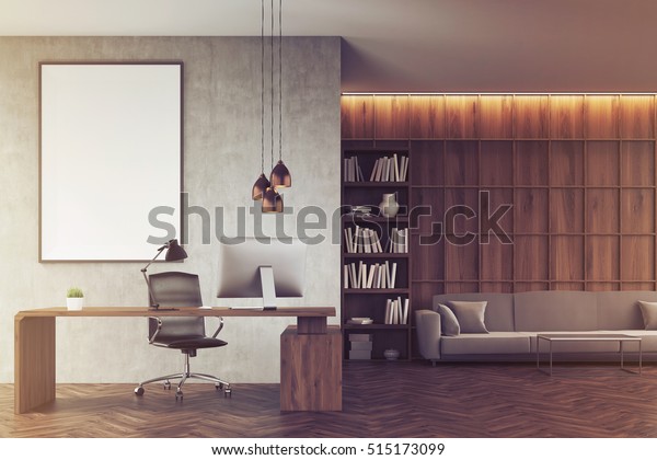 Front View Ceo Office Bookcase Sofa Stock Illustration 515173099