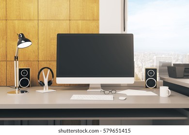 Front View Creative Designer Desktop Blank Stock Illustration 579651415 ...