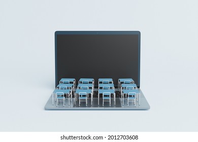 Front View Laptop Black Screen Desks Stock Illustration 2012703608 ...