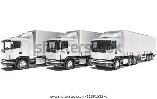 Front View Lined Semi Trailer Trucks Stock Illustration 1189153270