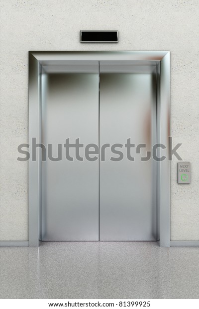 Front View Modern Elevator Closed Doors Stock Illustration 81399925 ...