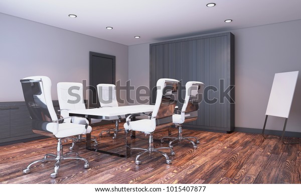 Front View Office Interior Row Dark Stock Illustration 1015407877 ...