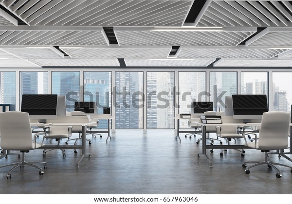 Front View Open Space Office Interior Stock Illustration 657963046