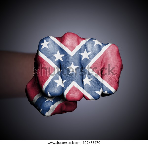 Front View Punching Hand Confederate Flag Stock Illustration 127686470 ...