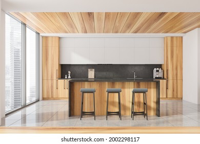 Front View Table Bar Stools Wooden Stock Illustration 2002298117 ...
