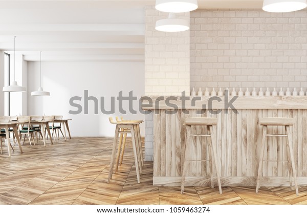 Front View White Bar Interior Wooden Stock Illustration 1059463274 ...