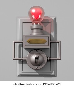 Frontfacing 3d Rendering Retro Light Switch Stock Illustration ...