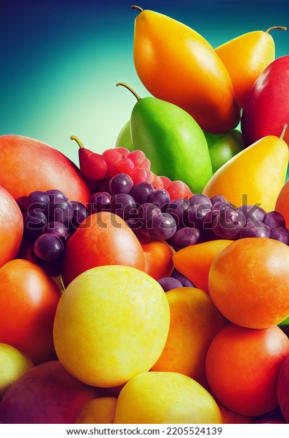 Fruit Composition Apples Oranges Other Fruits Stock Illustration ...