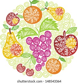 Fruit Pattern Round Illustration Stock Illustration 148543364 ...