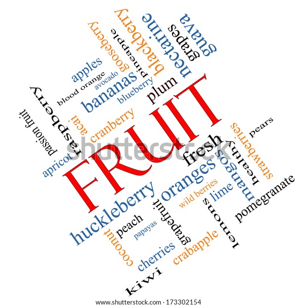Fruit Word Cloud Concept Angled Great Stock Illustration 173302154