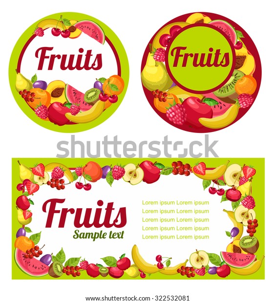 Fruits Labels Set Design Stock Illustration 322532081