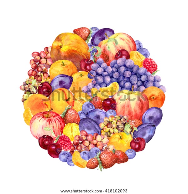 Fruits Vegetables Circle Pattern Healthy Food Stock Illustration ...