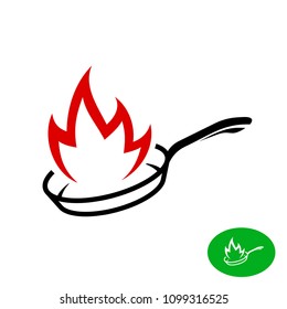 Frying Pan Fire Flame Logo Cooking Stock Illustration 1099316525 ...