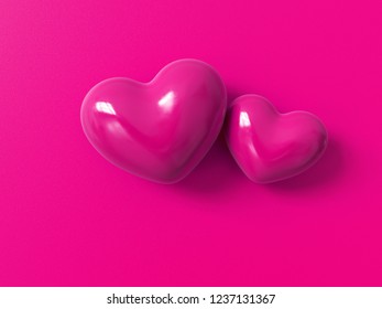Fuchsia Hearts Shadow Isolated On White Stock Illustration 1237131367 ...