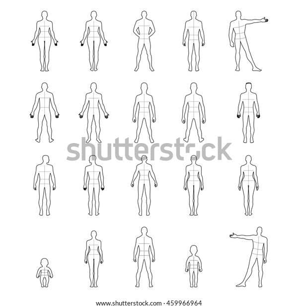 Full Length Front Back Human Outlined Stock Illustration 459966964 ...