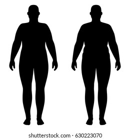 Silhouettes Fat Man Woman Child Obese: ภาพประกอบสต็อก 1126260521 ...