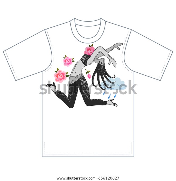 Full Length Front View Dancer Girl Stock Illustration 656120827