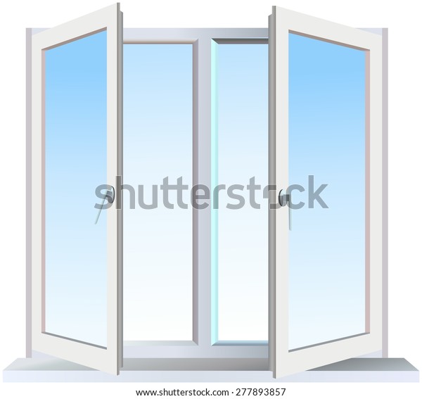 Full Opened Modern Window Blue Background Stock Illustration 277893857 ...