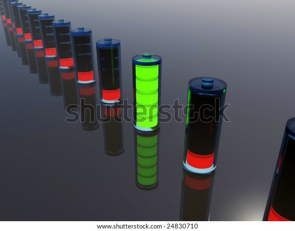 Fully Charged Battery Row Stock Illustration 24830710