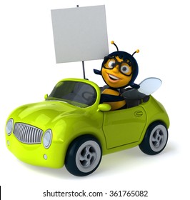 Cartoon Vector Bee Driving Car Waving Stock Vector (Royalty Free) 144928009