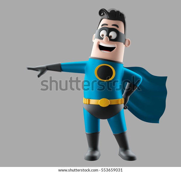 Fun Superhero 3d Render Man Stock Illustration 553659031
