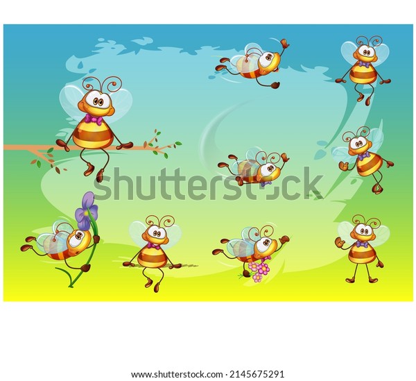 Funny Bee Background Illustrations Stock Illustration 2145675291 ...