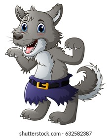 Vector Illustration Funny Cartoon Wolf Stock Vector (Royalty Free ...