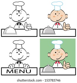 Funny Cook Menu Vector Set: เวกเตอร์สต็อก (ปลอดค่าลิขสิทธิ์) 153348569