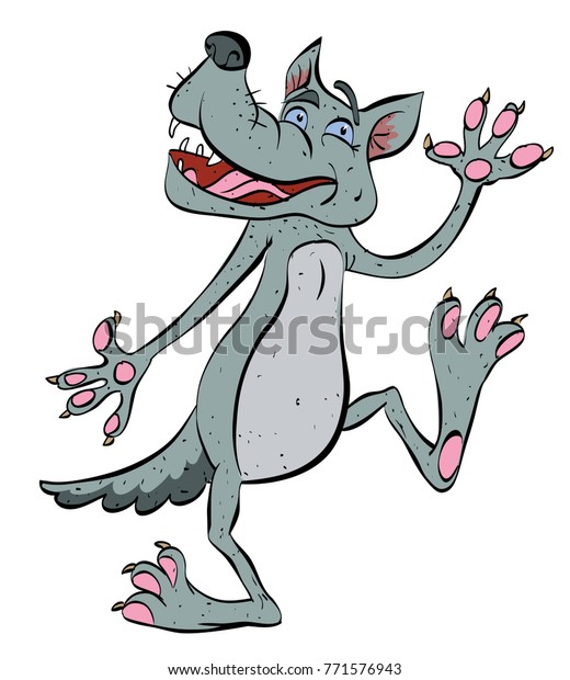 Funny Dancing Wolf Cartoon Image Artistic Stock Illustration 771576943
