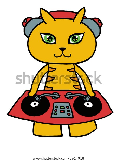 Funny Dj Cat Stock Illustration 5614918