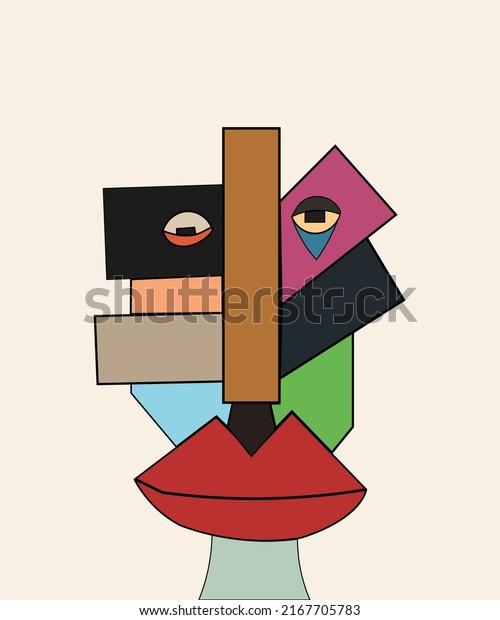 Funny Face Design Using Shapes Colors Stock Illustration 2167705783 ...
