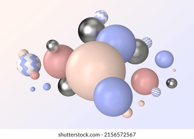 Funny Floating Spheres 3d Rendering Decorative Stock Illustration ...