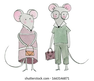 Cute Cartoon Grandfather Mouse Wearing Blue 스톡 벡터(로열티 프리) 1557591167 ...