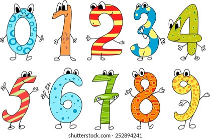 Monster Numbers Vector Funny Children Numbers: vector de stock (libre ...