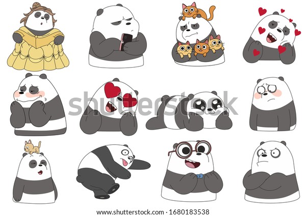 Funny Panda Sticker Set Different Mood Stock Illustration 1680183538 ...